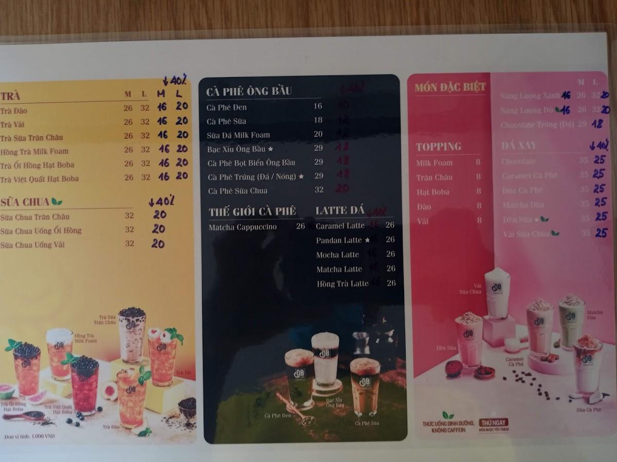 Menu at Cà phê Ông Bầu, An Nhon, 43 Lê Lợi