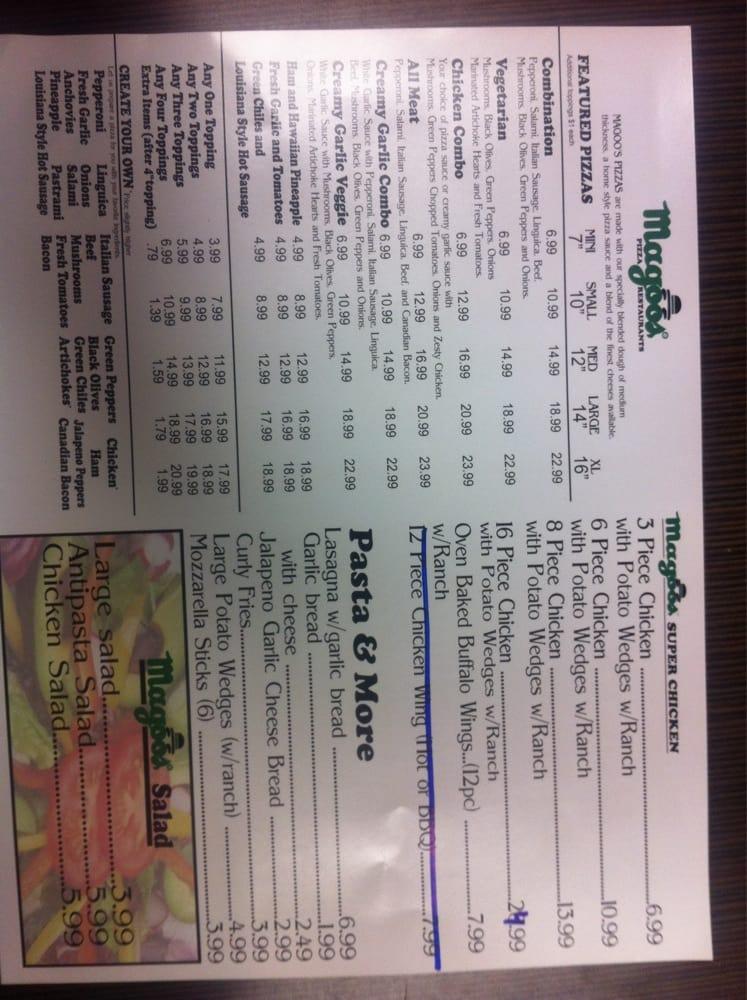 Menu at Magoo's Pizza pizzeria, Bakersfield, District Blvd