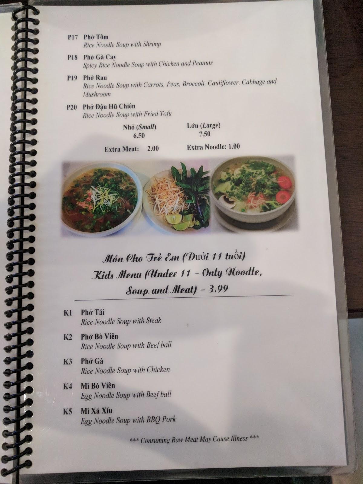 Menu at Pho Hieu restaurant, Yukon, S Mustang Rd