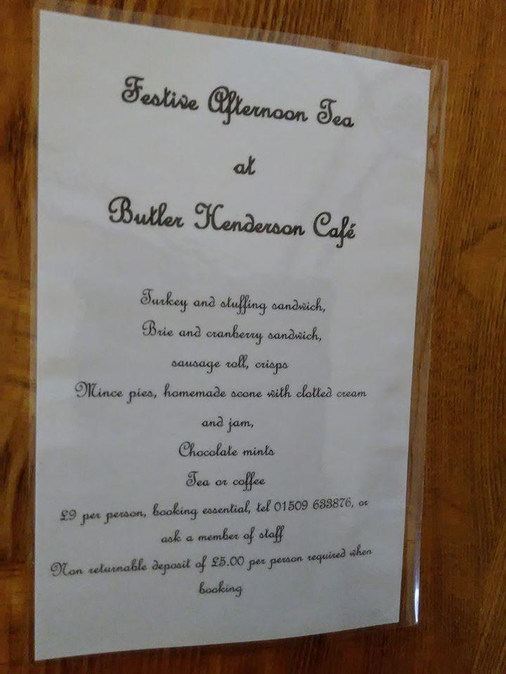 Menu at Butler Henderson Cafe, Loughborough