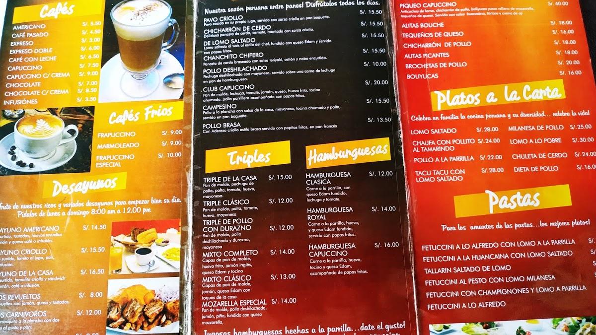 Menu at Capuccino, Cafe Restaurante, Chimbote, Manuel Villavicencio 418