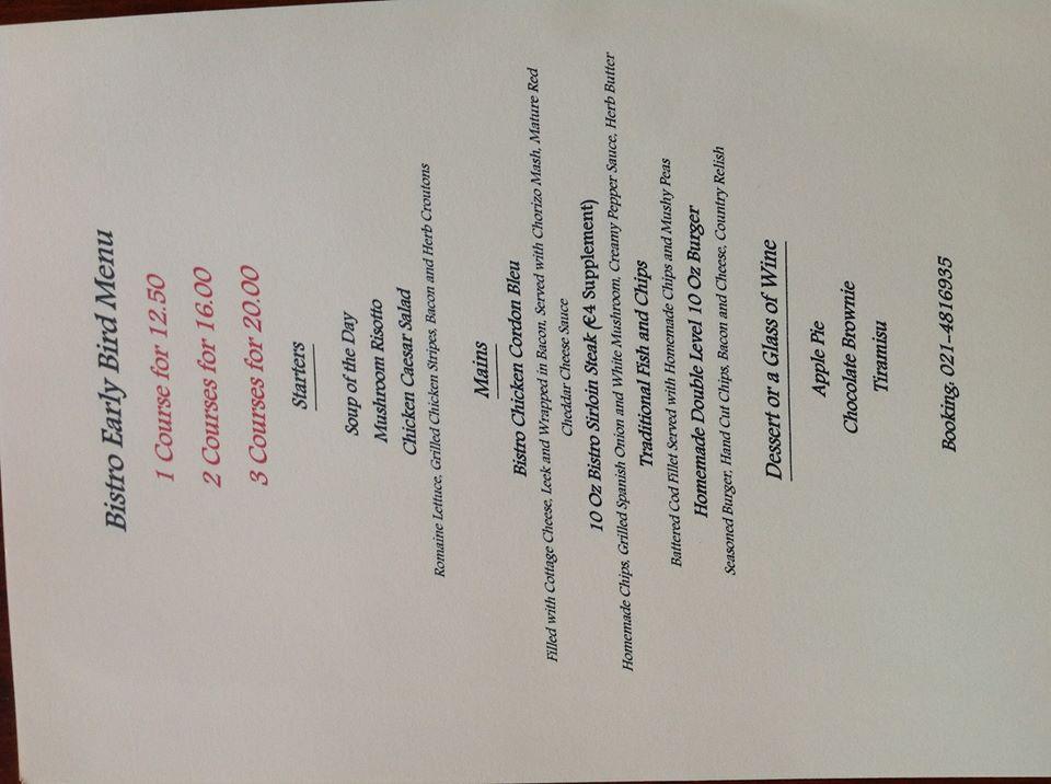 Menu at Coffee Cove cafe, Cobh
