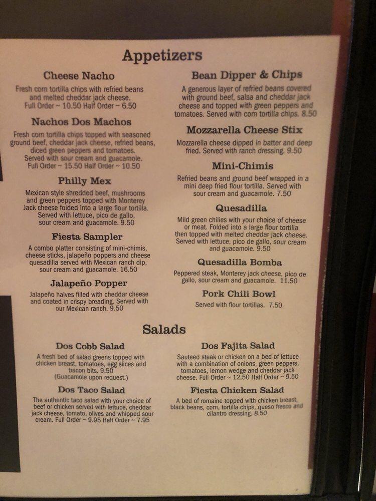 Menu at Dos Machos Mexican Restaurant, Billings