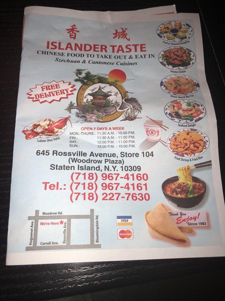 Menu at Islander Taste Chinese Restaurant, New York City