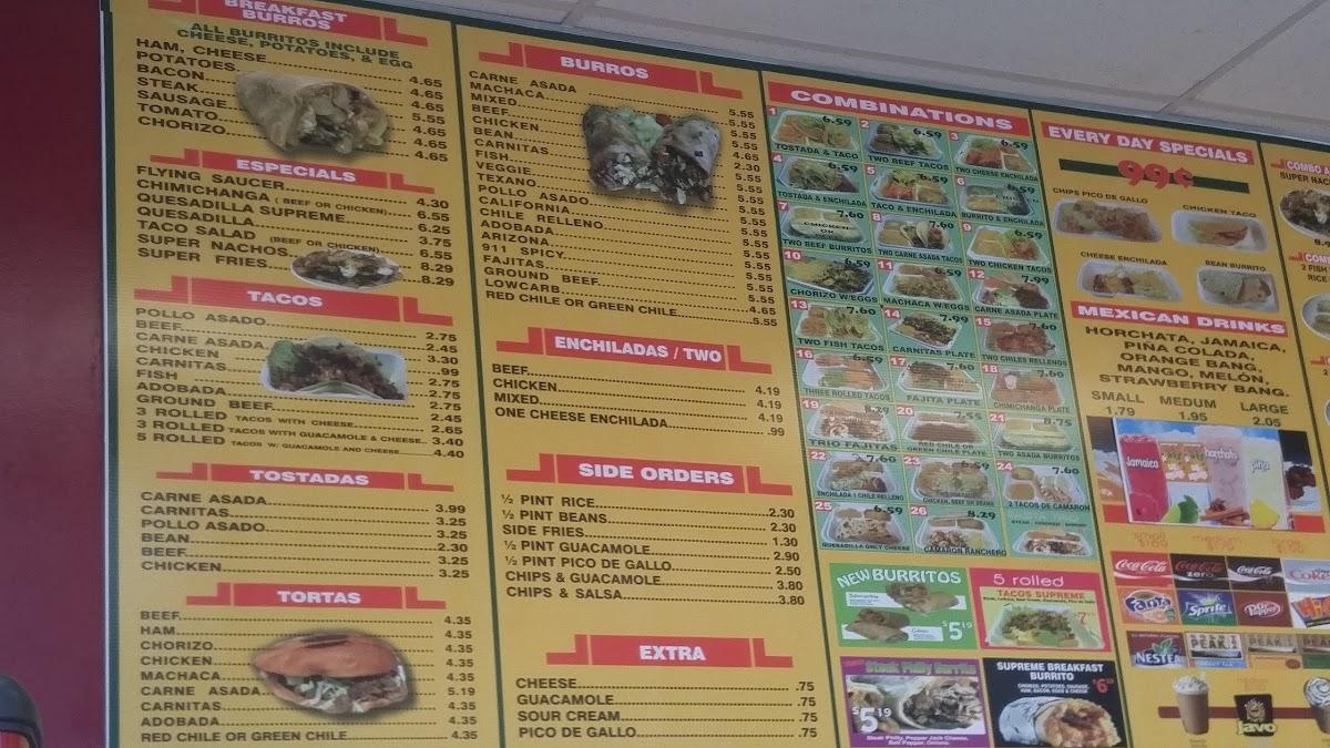 Carta del restaurante LOS BETOS MEXICAN FOOD, Tucson, S Palo Verde Rd