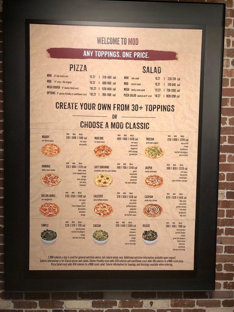 Menu at MOD Pizza pizzeria, Pflugerville