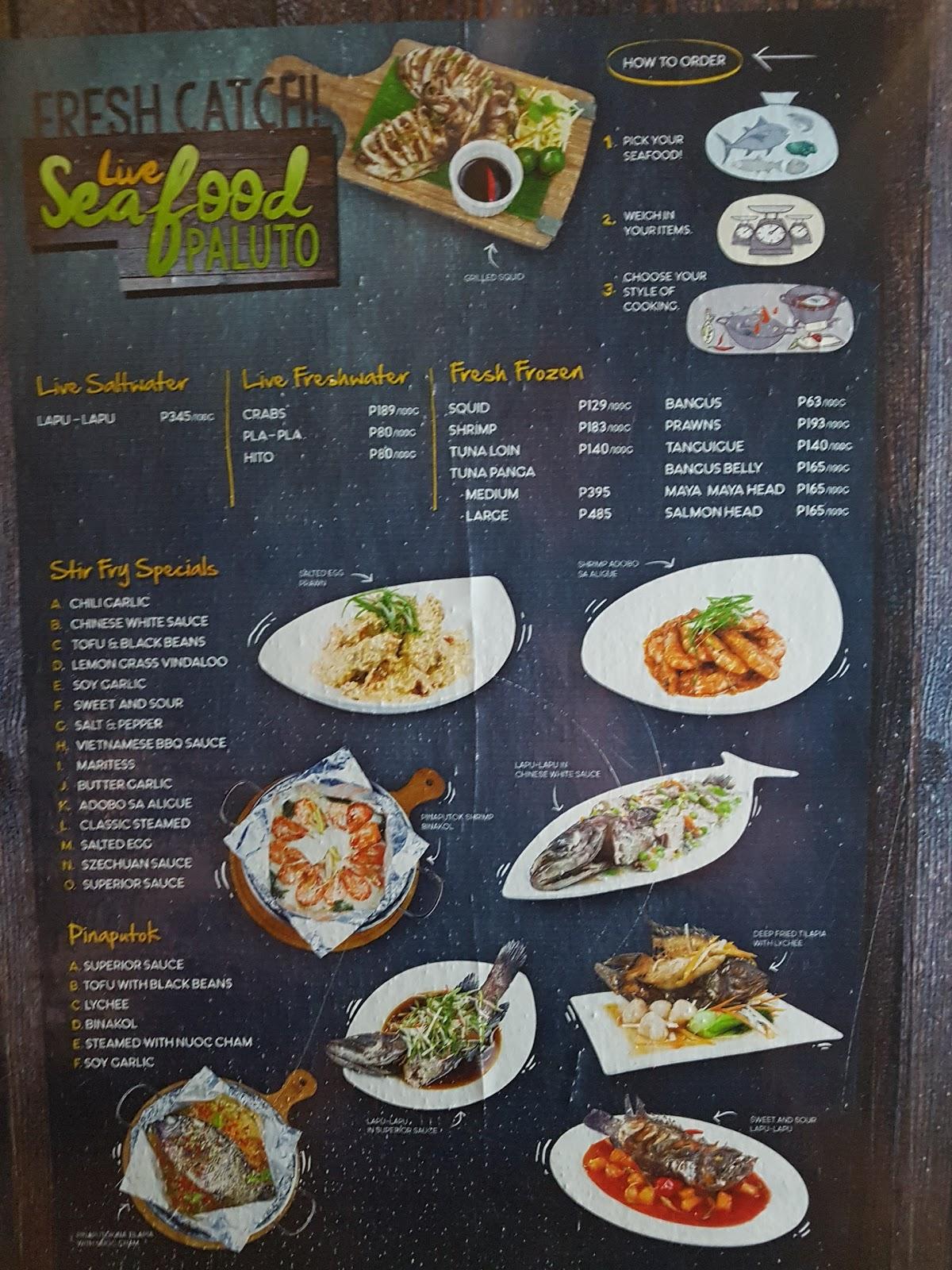 Menu at Seafood Island restaurant, Marilao, KM 23 E1