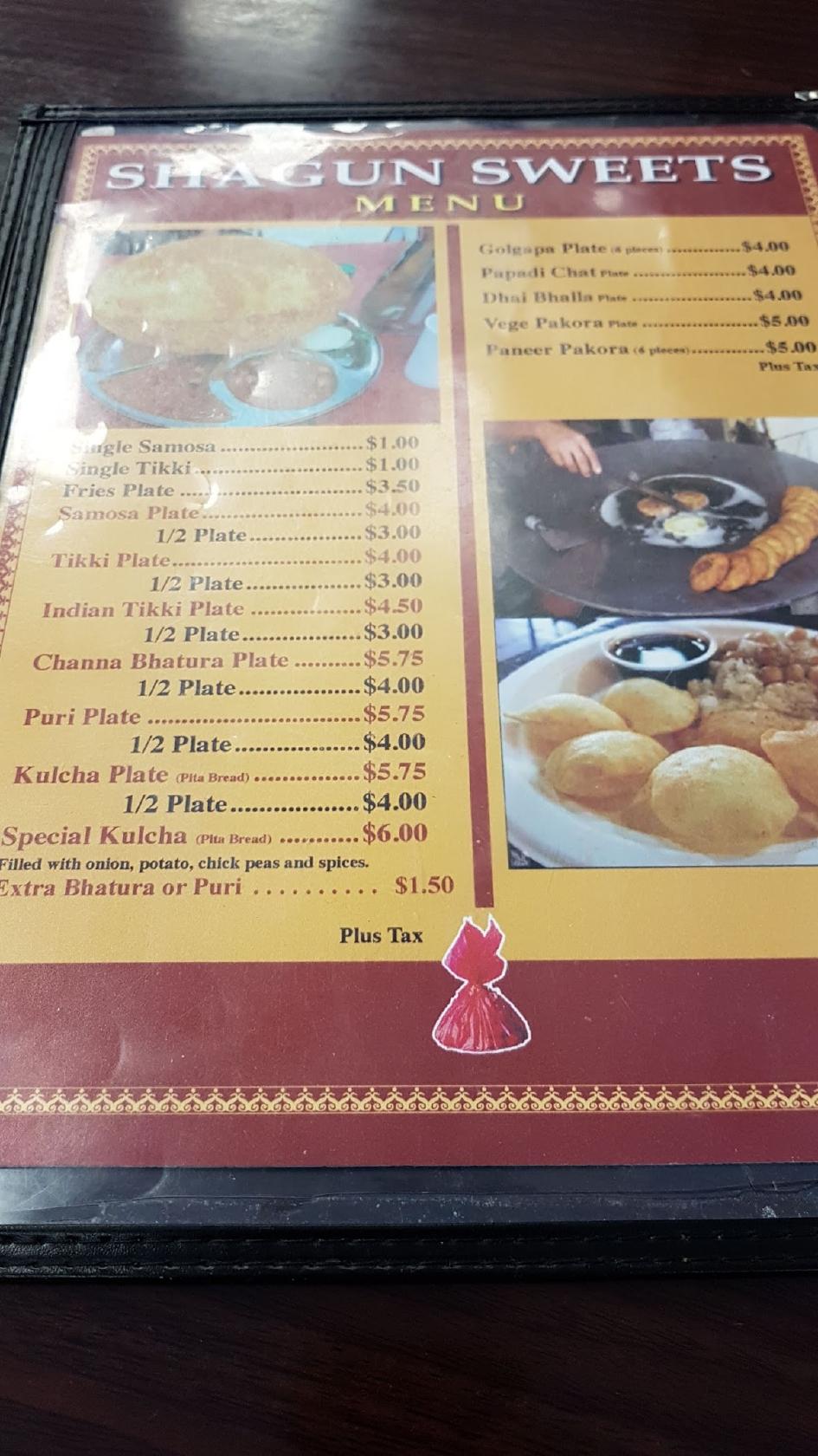 Menu at Shagun Sweets restaurant, Surrey