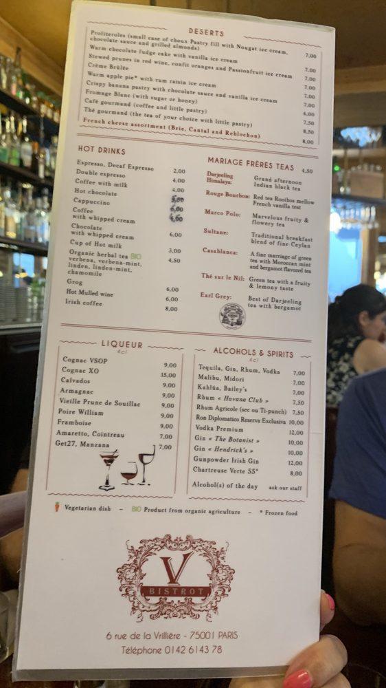 Menu au Bistrot Victoires restaurant, Paris, 6 Rue de la Vrillière