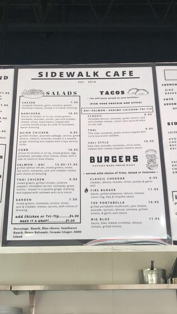 Menu at Sidewalk Café restaurant, Arroyo Grande, 130 W Branch St ste a