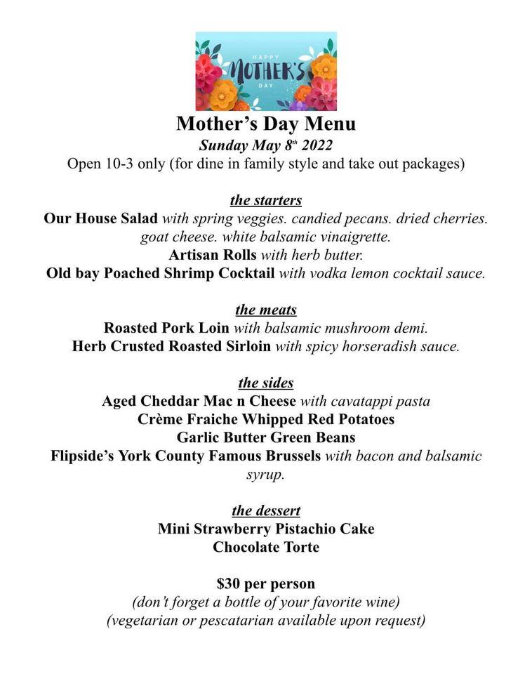 Menu at The Flipside Cafe, Fort Mill