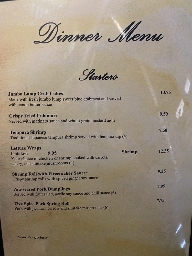 Menu at Wave Bistro restaurant, Omaha