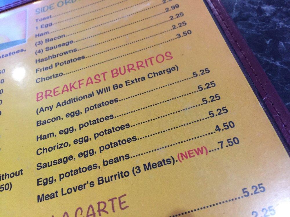 Menu at Cafe Leon Mexican Restaurant, Fresno