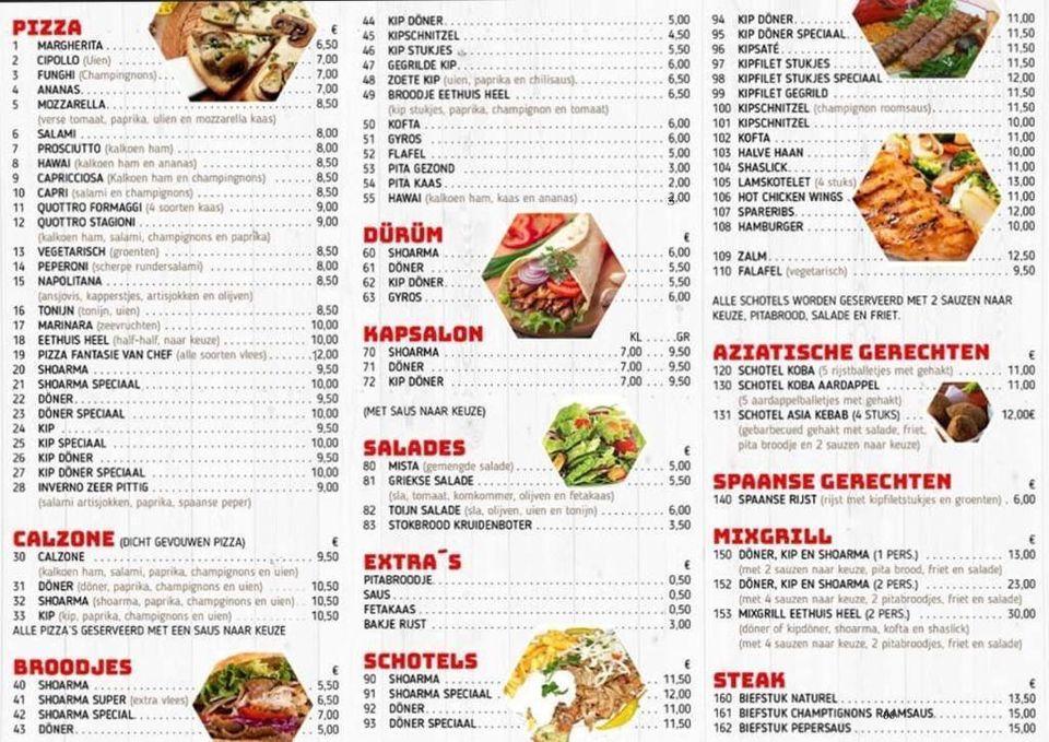 Menu at Eethuis Heel, Heel