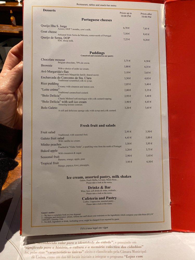Menu em Galeto restaurante, Lisboa