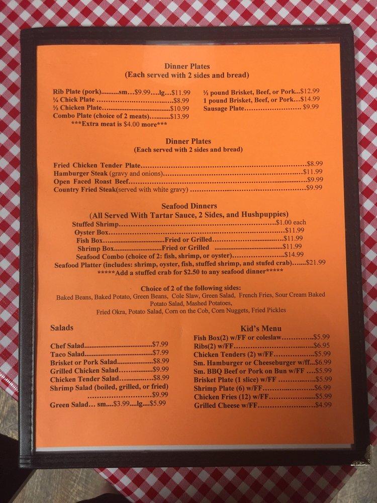 Menu at Hart's Bar-B-Que, Kentwood