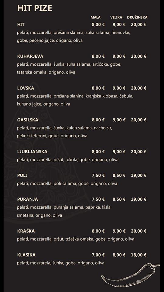 Menu da Pizza & Burger house - HIT pub & bar, Ivančna Gorica