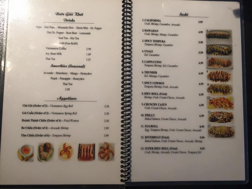 Menu at Pho Hieu restaurant, Yukon, S Mustang Rd
