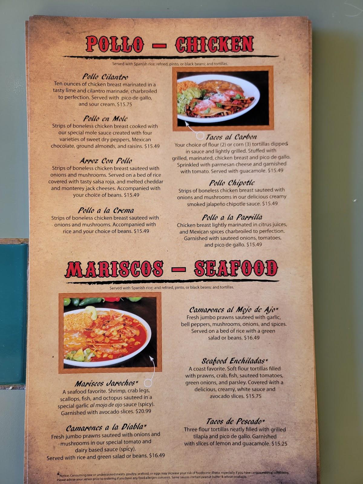 Menu at Ruben's Cocina Mexicana restaurant, Brigham City