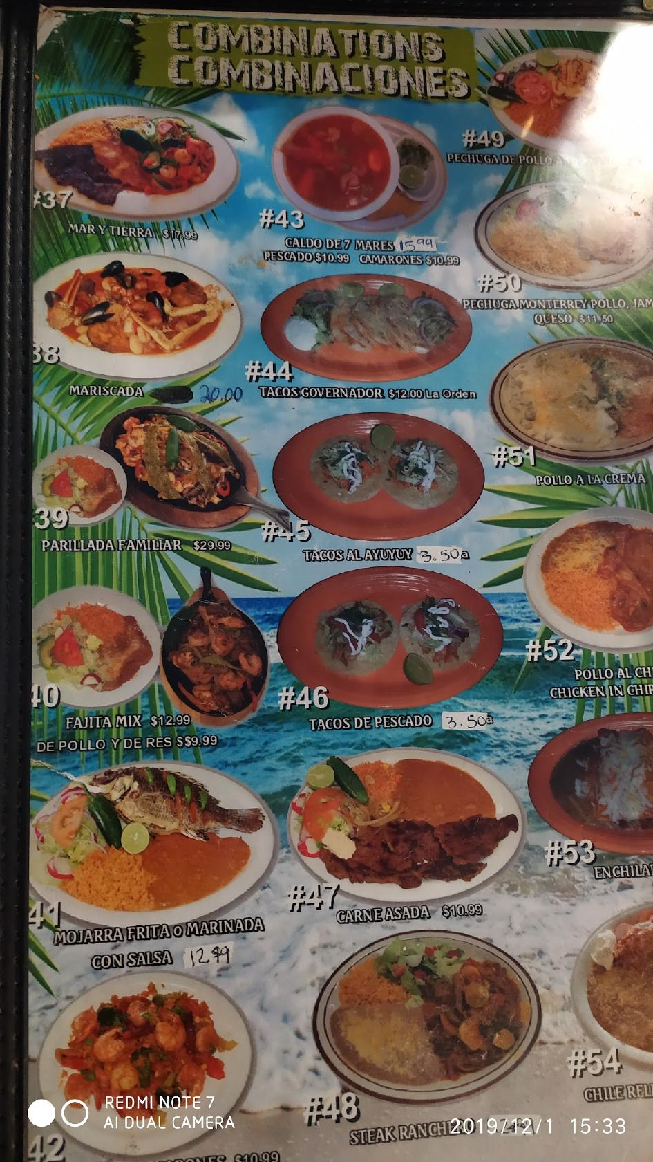 Menu at Tacos Y Mariscos El Compa restaurant, Caldwell