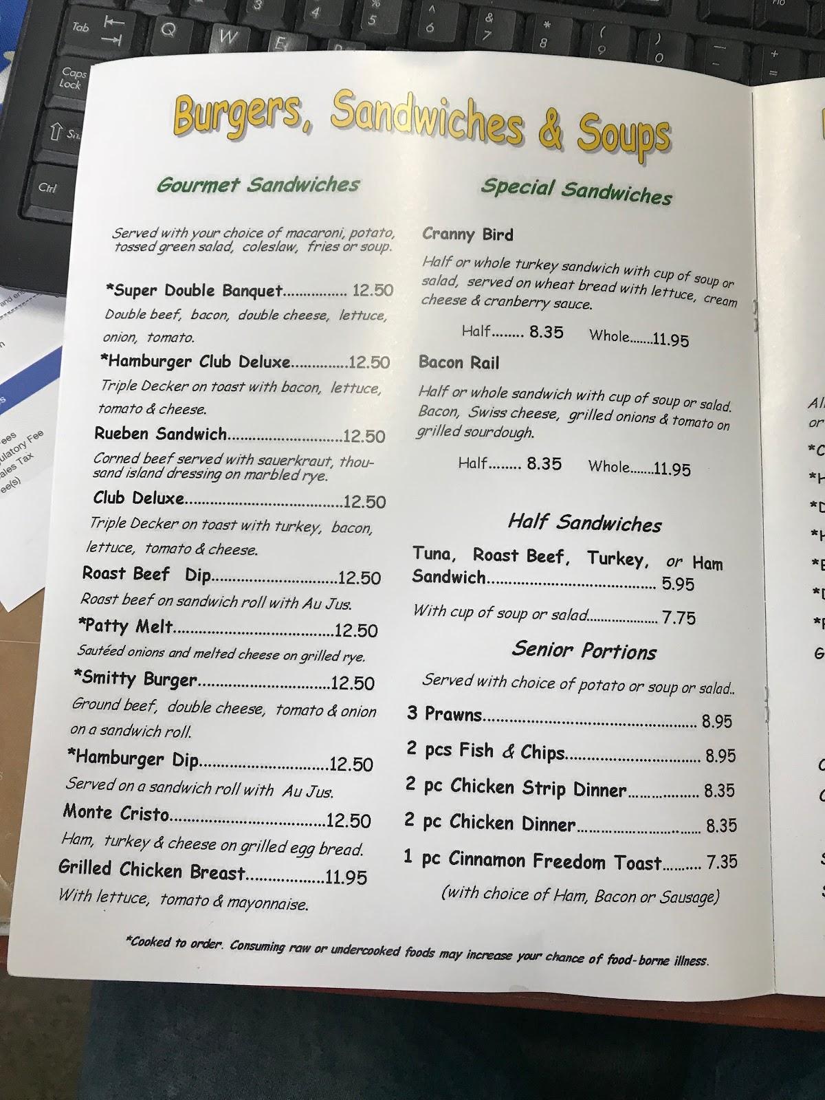 Menu at Anglea's Restaurant, Tacoma