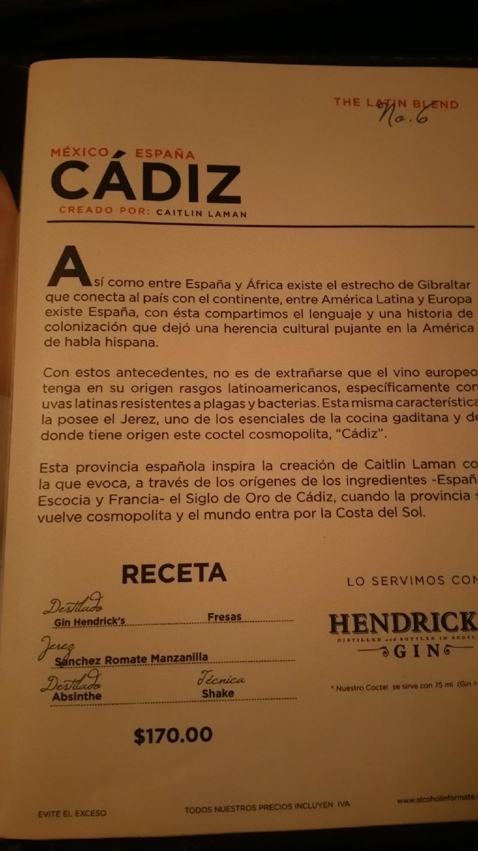 Menu at Licorería Limantour pub & bar, Mexico City, Av. Álvaro Obregón 106