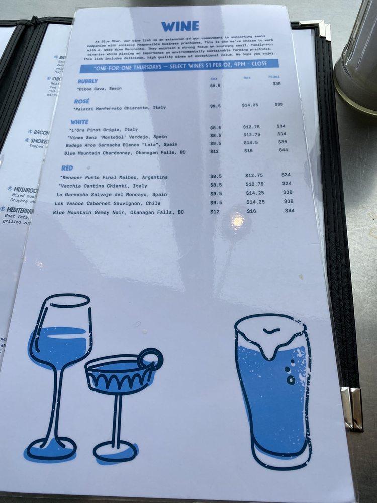 Carta del restaurante Blue Star Diner, Calgary