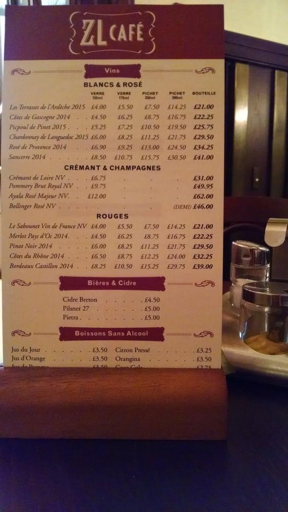 Menu at Brasserie Zédel pub & bar, London, 20 Sherwood St