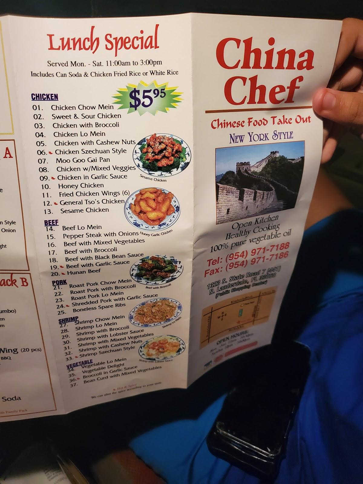 Menu at China Chef restaurant, North Lauderdale