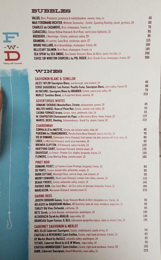 Menu at Fishing With Dynamite pub & bar, Manhattan Beach