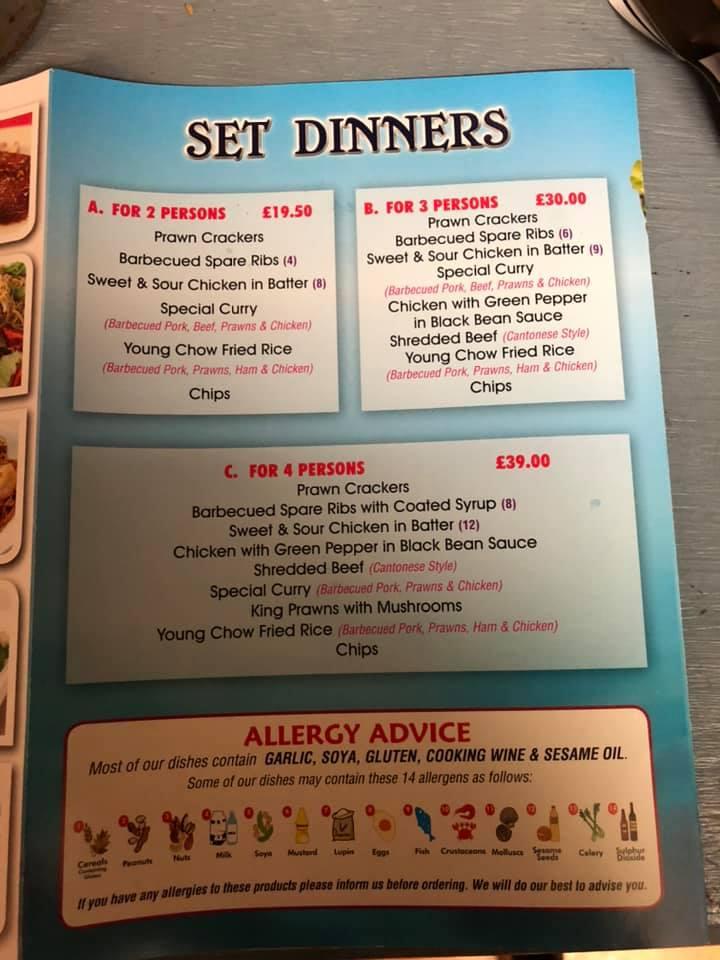 Menu at Jambo Chinese Restaurant, Holyhead