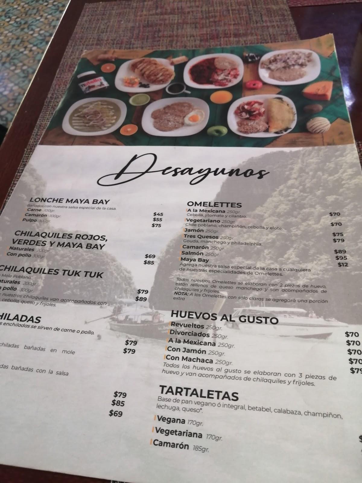 Carta de Maya Bay Restaurant, Tepic