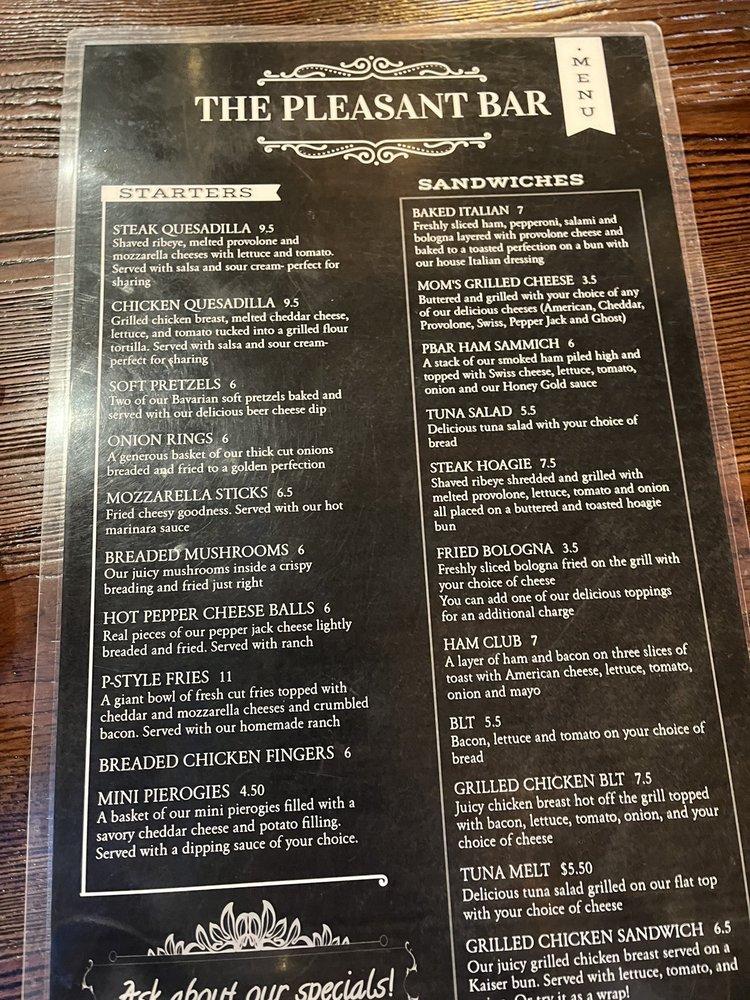 Menu at Pleasant Bar, Pleasant Hills