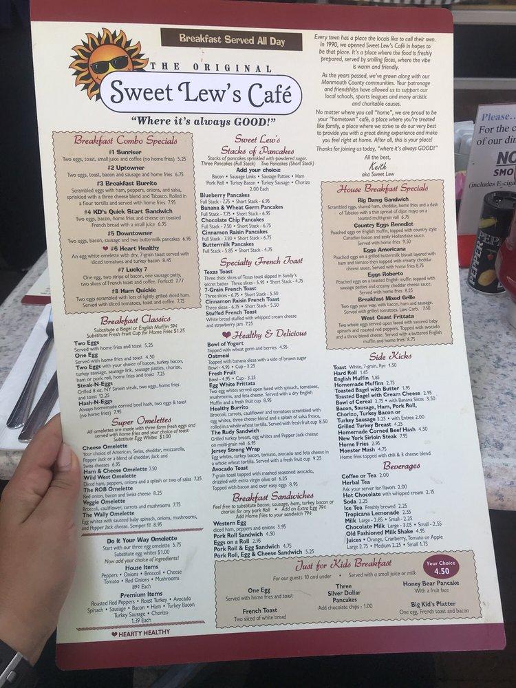 Menu at Sweet Lew's Cafe, Freehold