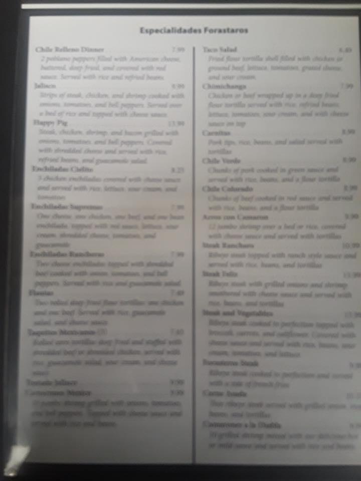 Menu at El Rincon Azteca Mexican Restaurant, Chanute