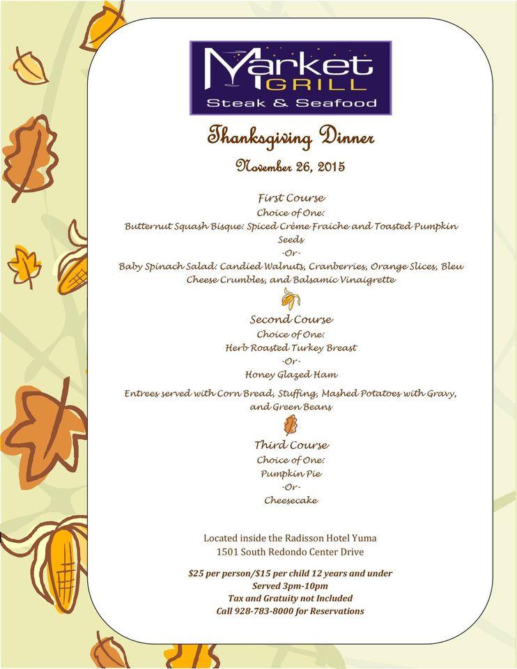 Menu at Market Grill Steak & Seafood steakhouse, Yuma