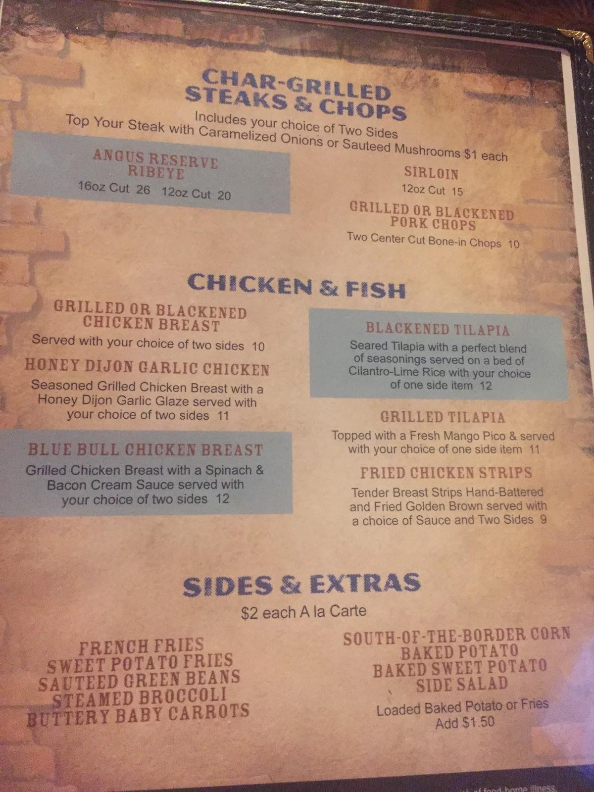 Menu at Blue Bull grill restaurant, Magnolia, N Dudney Rd