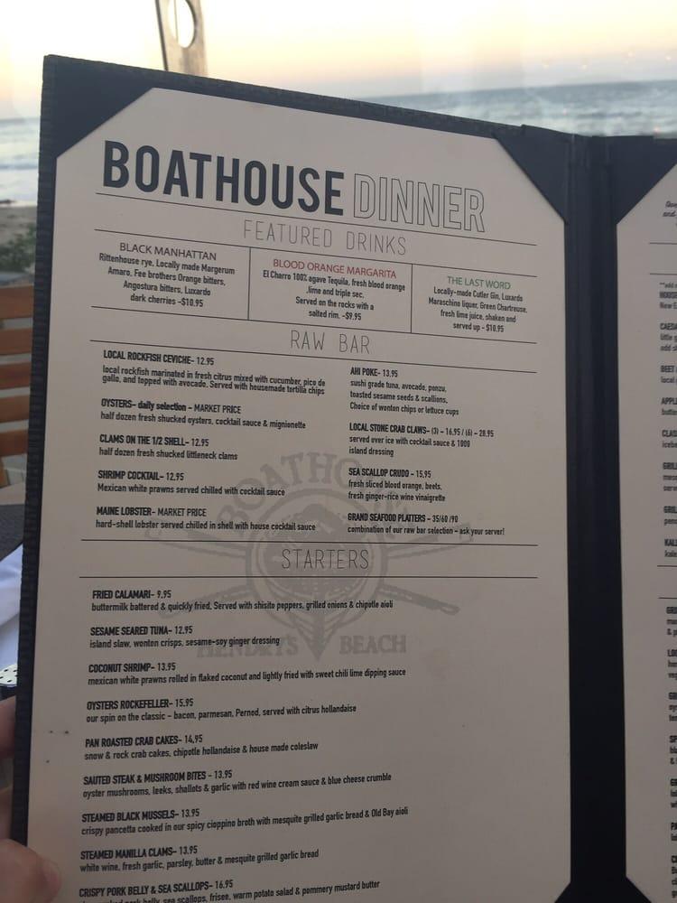 Menu at Boathouse at Hendry's Beach restaurant, Santa Barbara