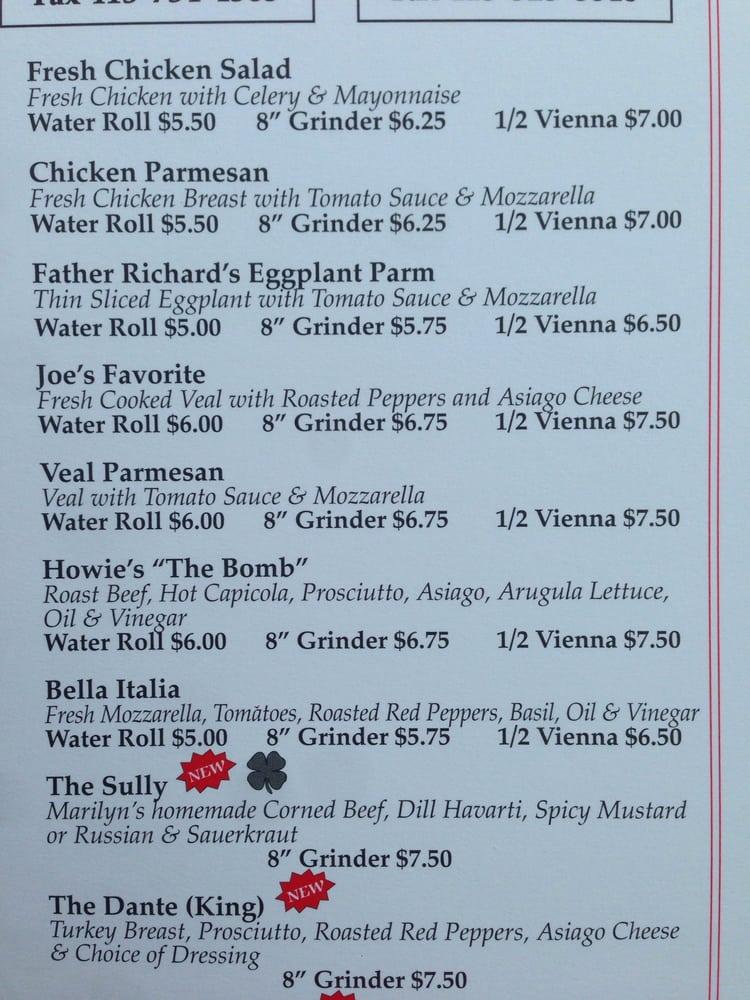Menu at Frigo Foods restaurant, East Longmeadow
