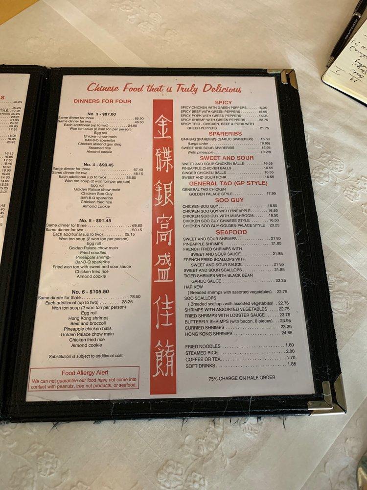 Menu at Golden Palace Restaurant, Ottawa