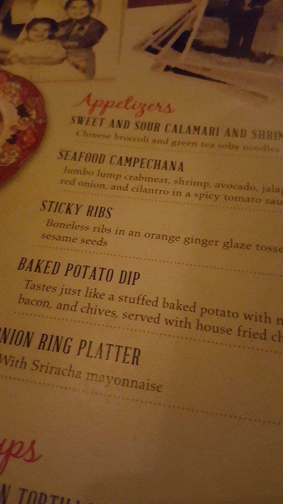 Menu at Grace's restaurant, Houston