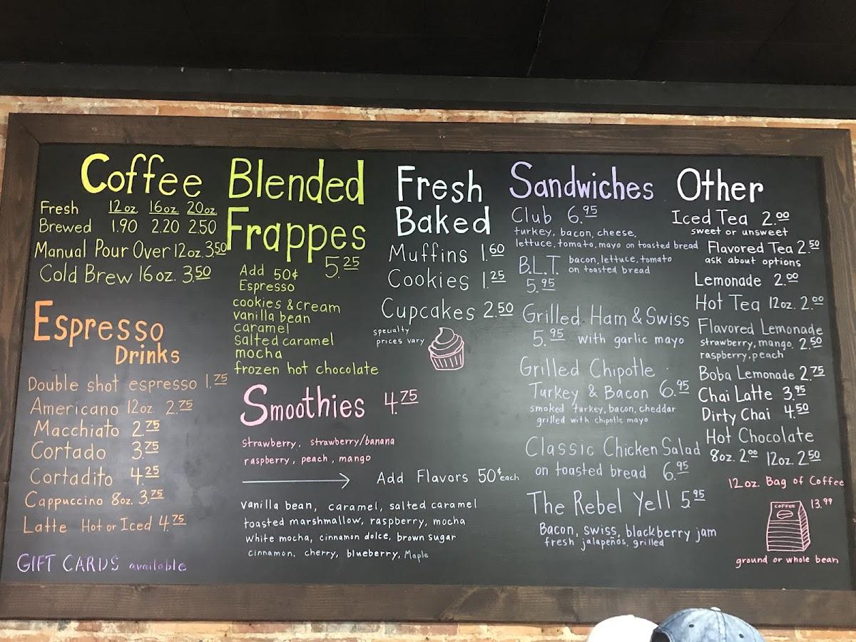 Menu at Hometown Coffee, Union City