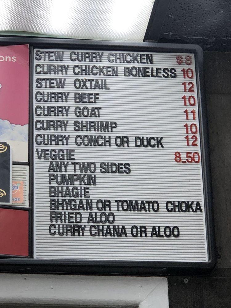 Menu at Kam's Roti Shop restaurant, Sunrise
