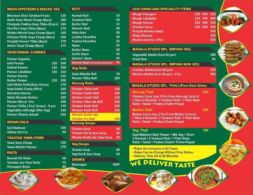 Menu at Masala Studio, Ghaziabad, R-2/240