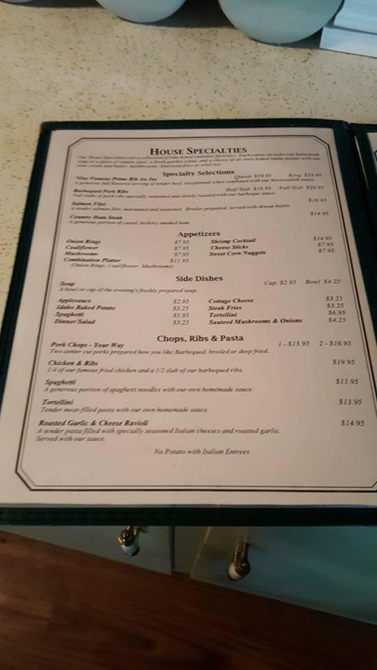 Menu at The Pines Supper Club, Streator, IL-23