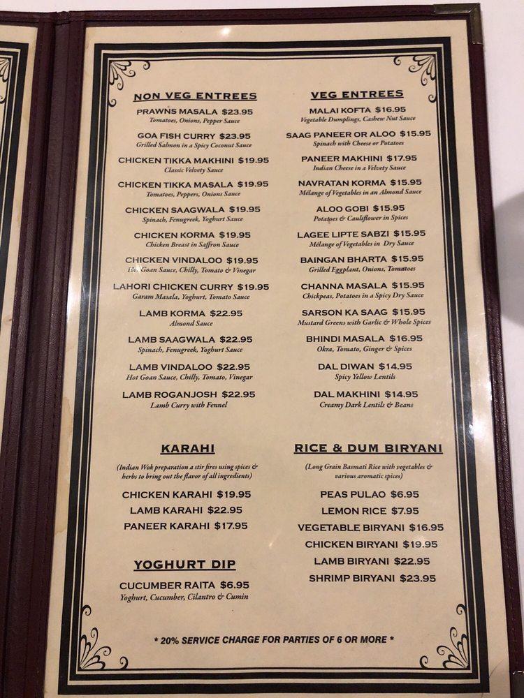 Menu at Diwan Indian Restaurant, Port Washington