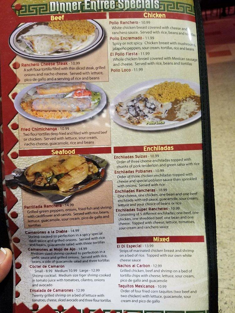 Menu at Fiesta Ranchera Mexican Restaurant, Adrian