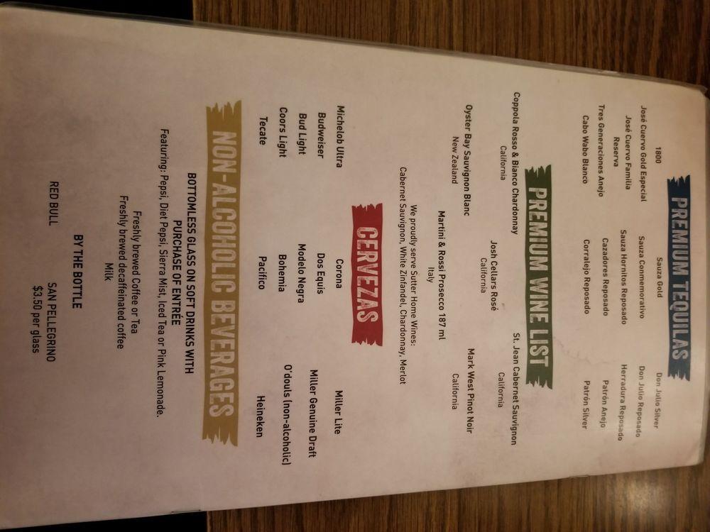 Menu at Rodrigo's Mexican Grill restaurant, Montclair