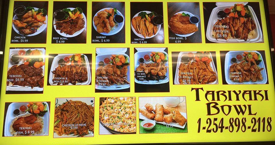 Menu at Teriyaki Bowl restaurant, Glen Rose