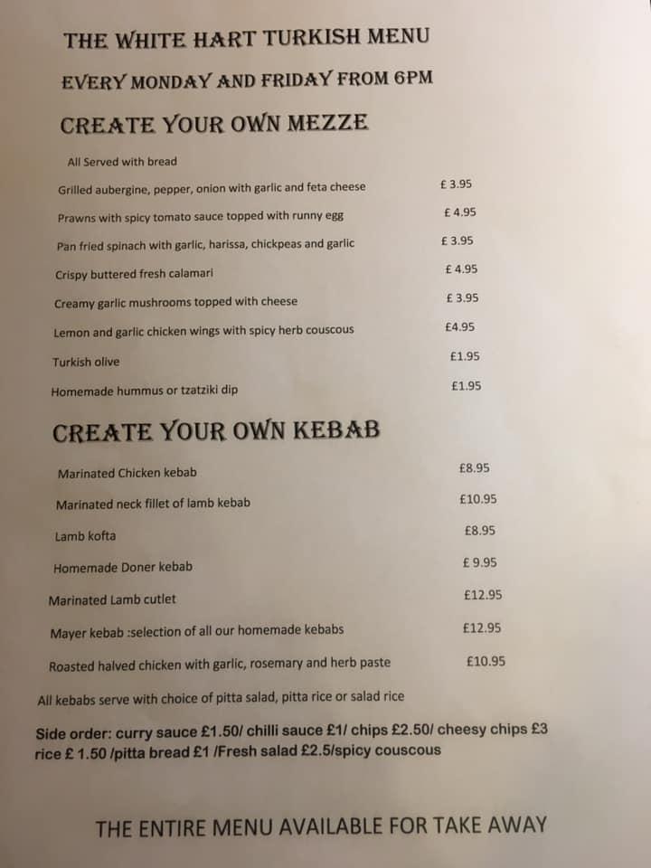 Menu at The White Hart pub & bar, Roydon